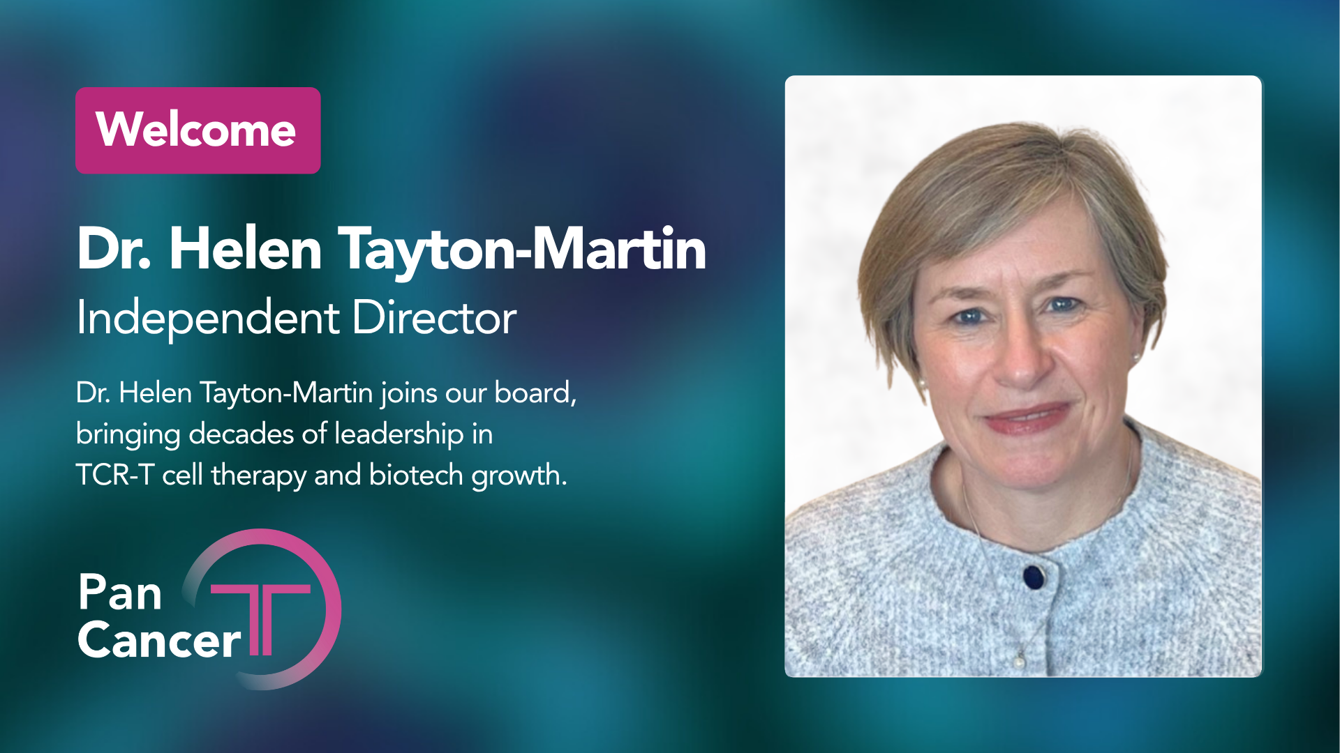 Pan Cancer T announces that Dr. Helen Tayton-Martin has joined its ...